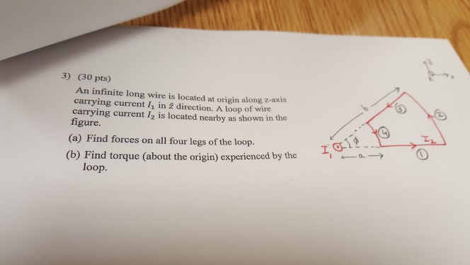 Solved 3) (30 pts) An infinite long wire is located at | Chegg.com