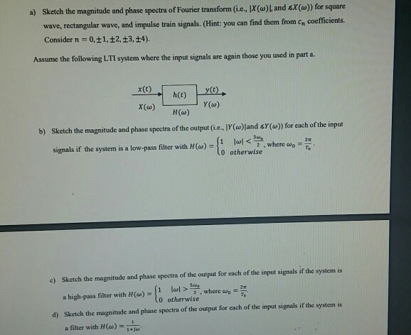 Solved a) Sketch the magnitude and phase spectra of Fourier | Chegg.com