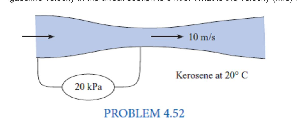 Solved Using Bernoulli's Equation Kerosene at 20 degrees C | Chegg.com