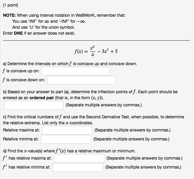 Solved (1 point) NOTE: When using interval notation in | Chegg.com