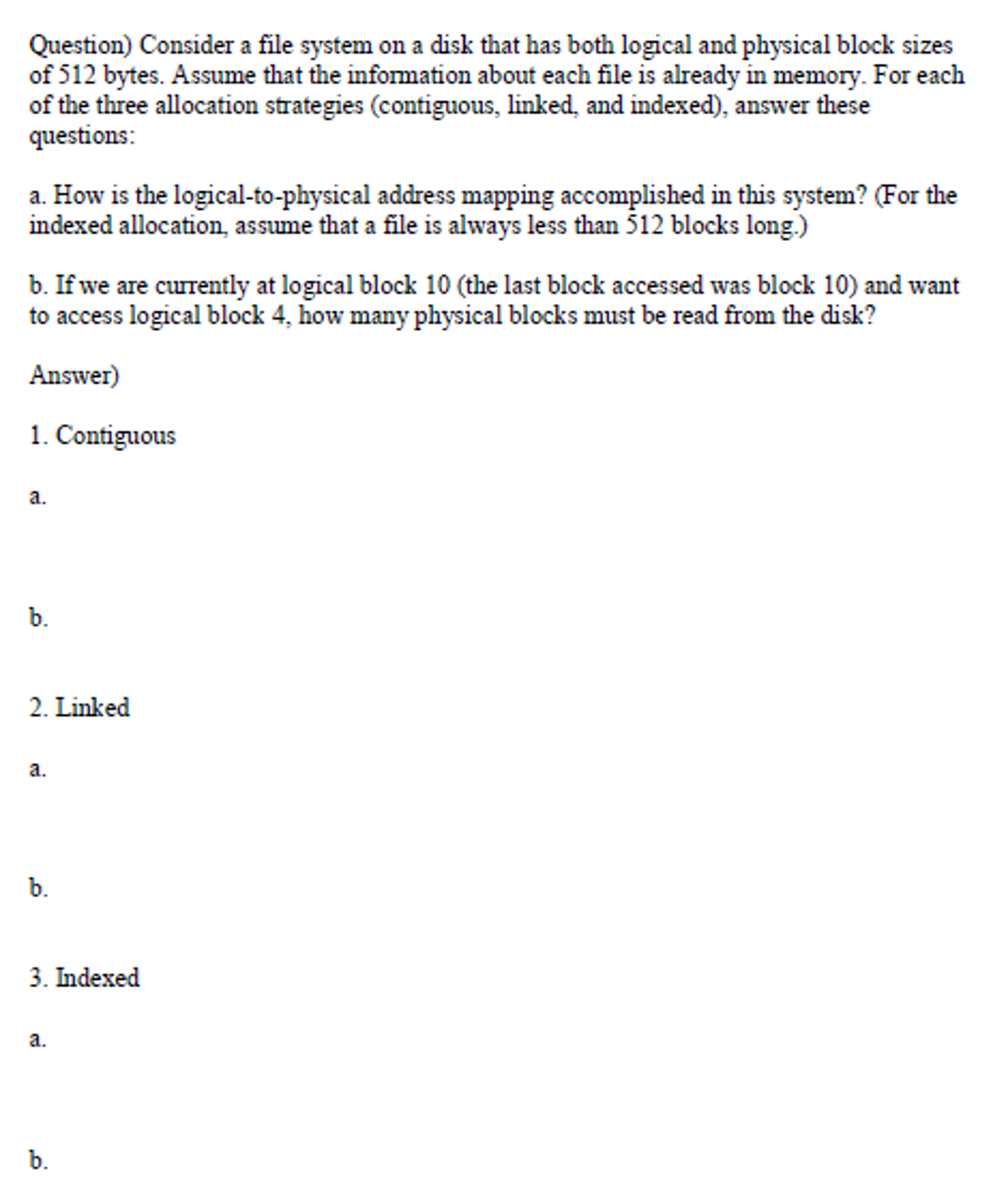 Consider a file system on a disk that has both | Chegg.com