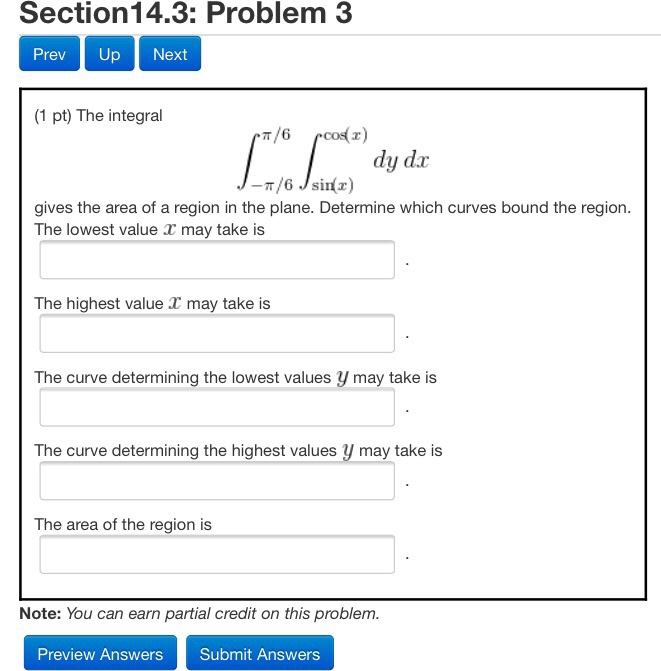 Solved The integral integral_-pi/6^pi/6 integral_sin | Chegg.com