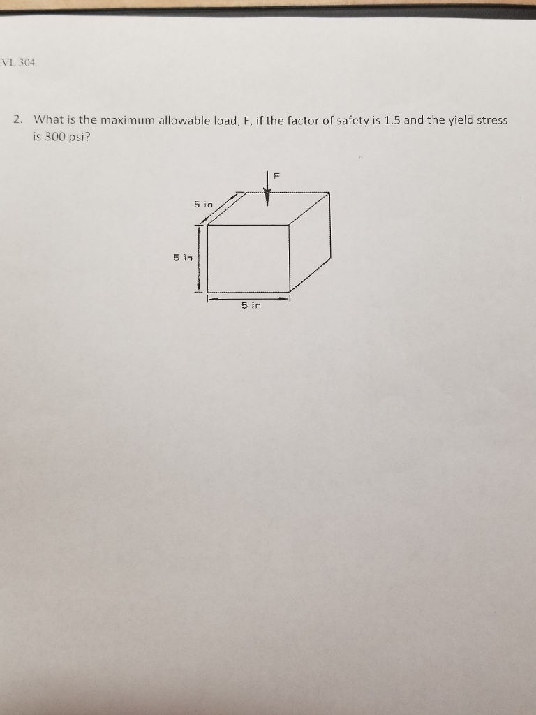 Solved VL 304 2. What is the maximum allowable load, F, if | Chegg.com