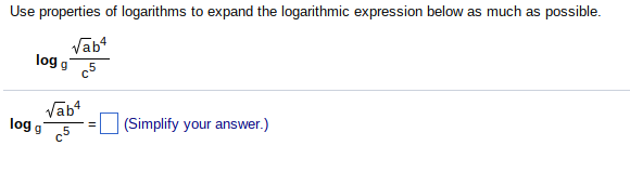 Solved Use properties of logarithms to expand the | Chegg.com