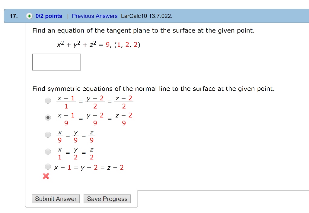 Solved 17. 0/2 points | Previous Answers LarCalc10 13.7.022 | Chegg.com Solved 17. 0/2 points | Previous Answers LarCalc10 13.7.022 | Chegg.com