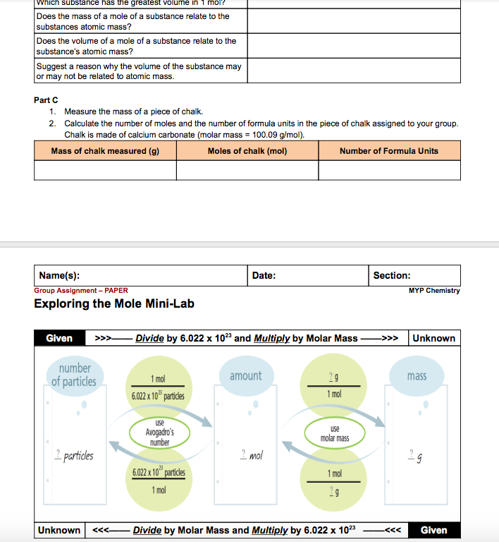Solved Name(s): Date: Section: MYP Chemistry Group | Chegg.com
