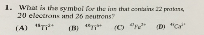 Solved What is the symbol for the ion that contains 22 | Chegg.com