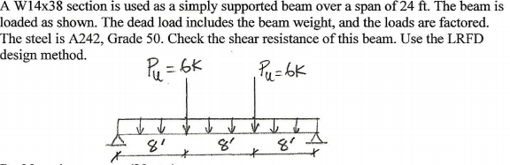 A W 14x38 section is used as a simply supported | Chegg.com