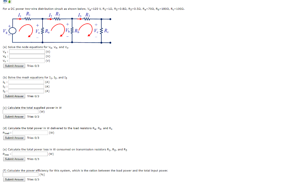 Solved For a DC power two-wire distribution circuit as shown | Chegg.com