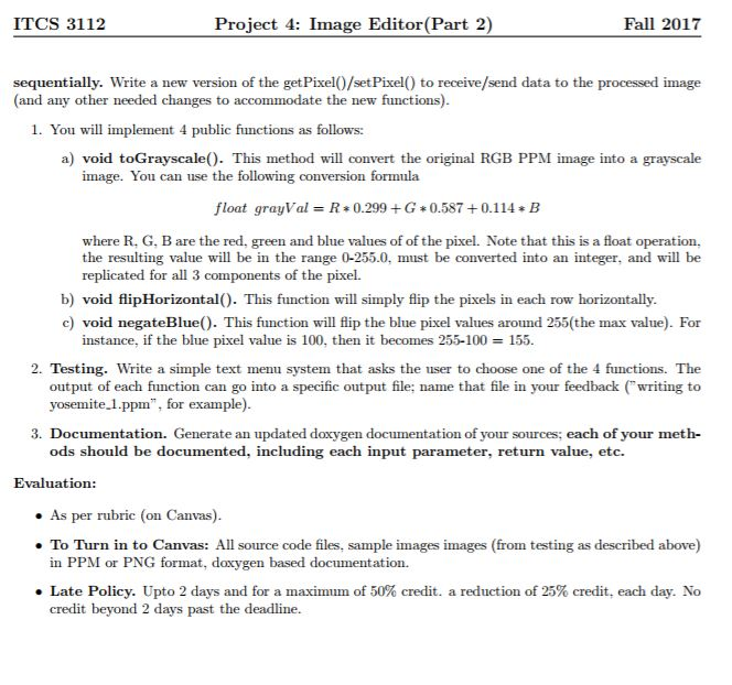 Solved This is the second part of the Image Editor project | Chegg.com