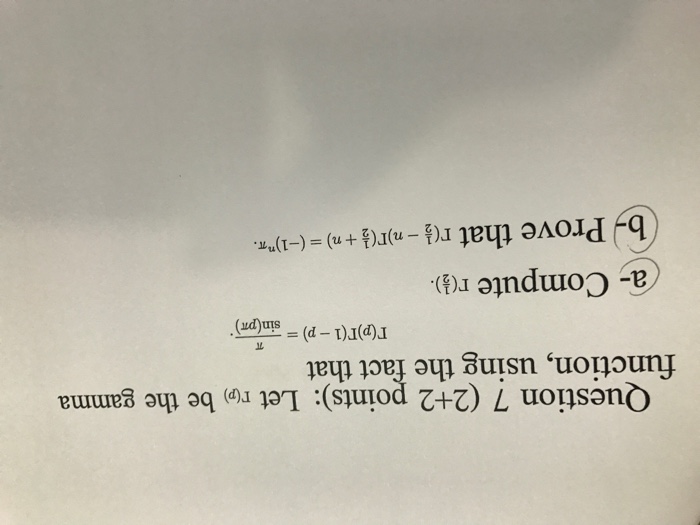 Solved Let Gamma (p) be the gamma function, using the fact | Chegg.com