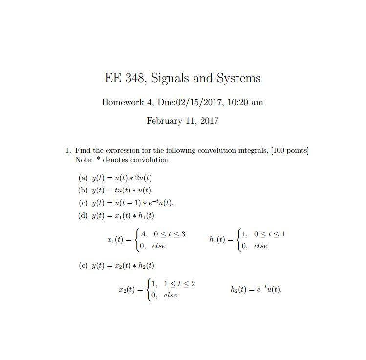Solved Find the expression for the following convolution | Chegg.com