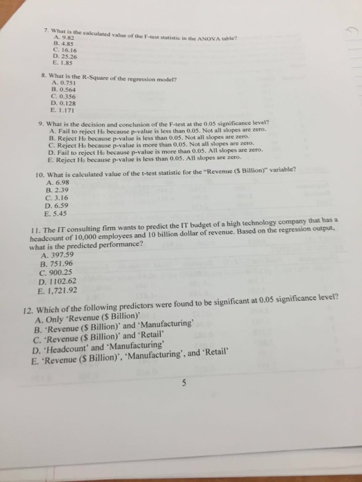 Solved 7. What is the calculated value of the -tes statistic | Chegg.com