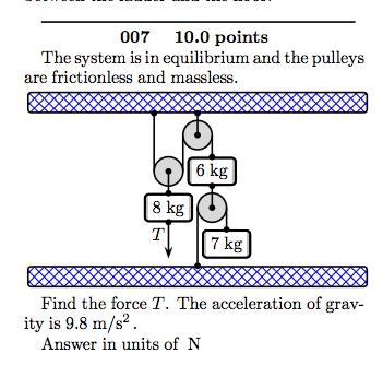 The system is in equilibrium and the pulleys are | Chegg.com