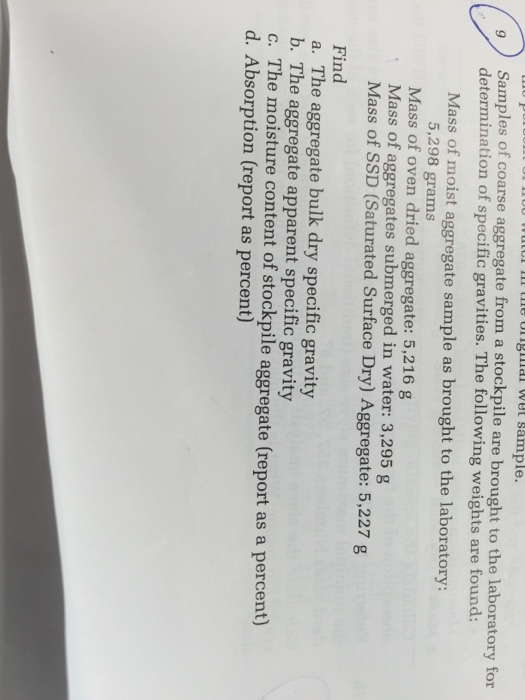 Solved Samples of coarse aggregate from a stockpile are | Chegg.com