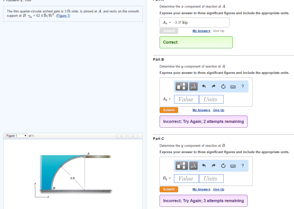 Solved The thin quarter-circular arched gate is 3 ft wide. | Chegg.com