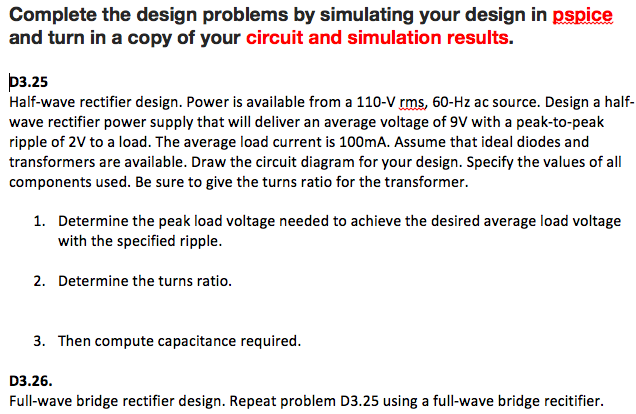 Solved Complete the design problems by simulating your | Chegg.com