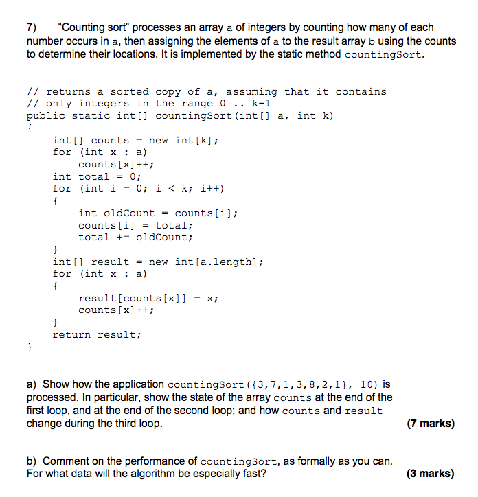 Solved 7 Counting Sort Processes An Array A Of Integers Chegg