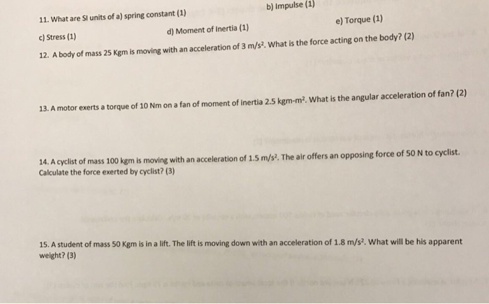 Solved What are SI units of spring constant (1) Impulse | Chegg.com