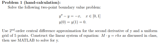 Problem 1 (hand-calculation): Solve the following | Chegg.com
