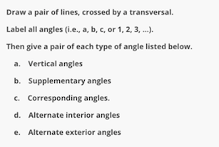 Solved Draw a pair of lines, crossed by a transversal Label | Chegg.com