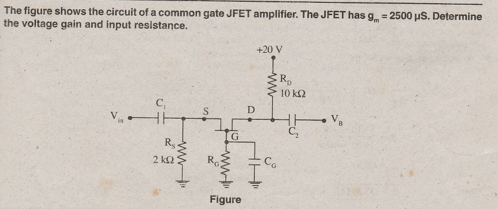 Solved The figure shows the circuit of a common gate JFET | Chegg.com Solved The figure shows the circuit of a common gate JFET | Chegg.com