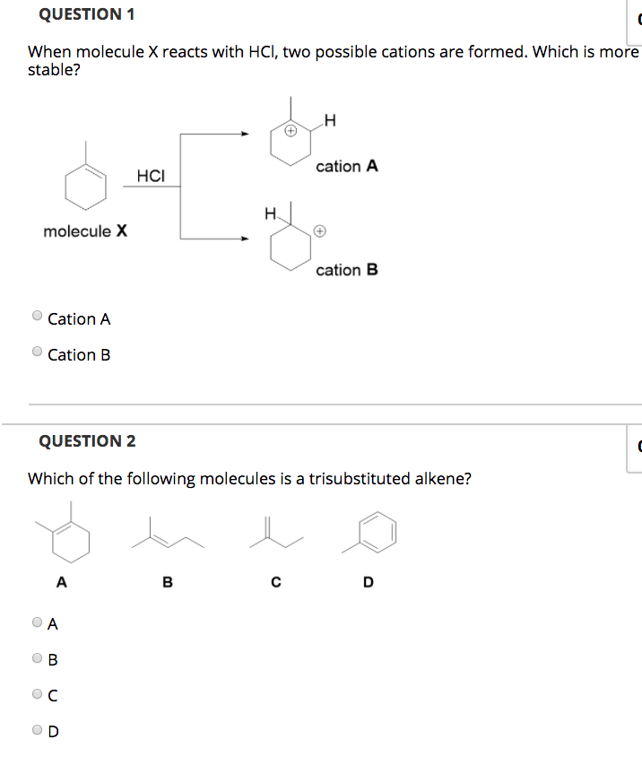 Solved QUESTION1 When molecule X reacts with HCI, two | Chegg.com