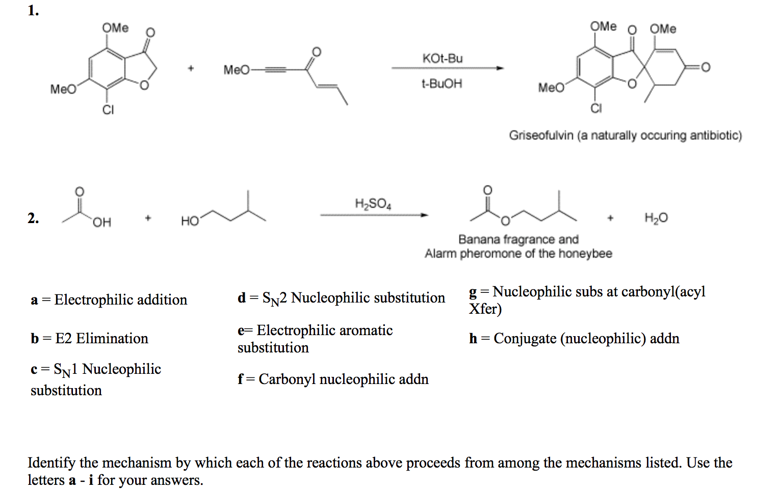 Solved Identify the mechanism by which each of the reactions | Chegg.com