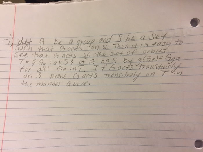 Solved Let G be a group and S be a set such that G acts on | Chegg.com