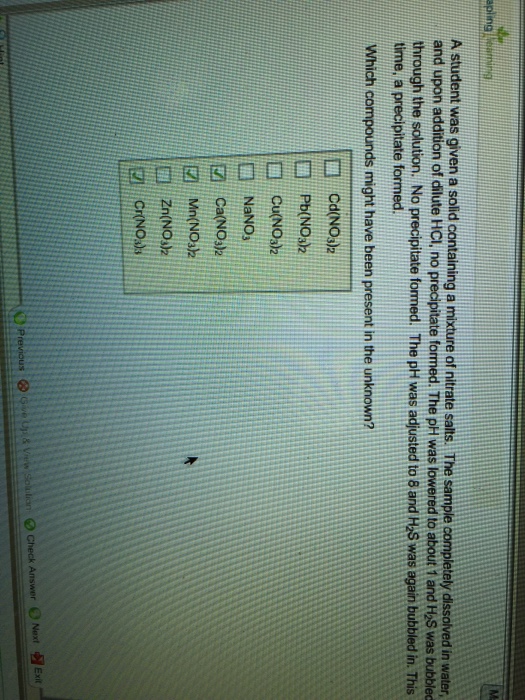 Solved A student was given a solid containing a mixture of | Chegg.com