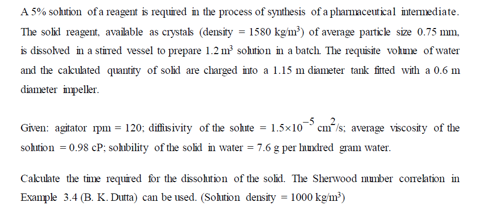 A 5% solution of a reagent is required in the process | Chegg.com