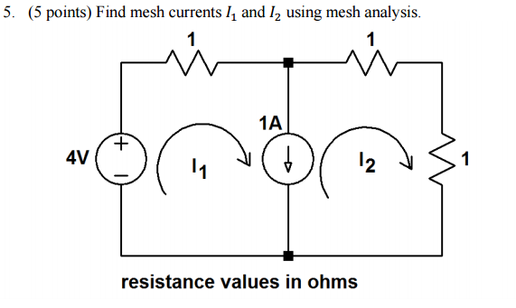 Solved Find mesh currents I_1 and I_2 using mesh analysis. | Chegg.com