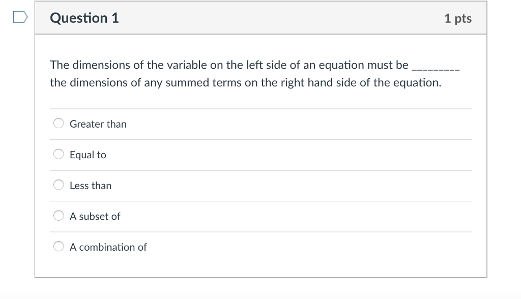 Solved Question 1 1 pts The dimensions of the variable on | Chegg.com