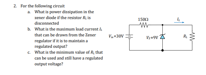 Solved 2. For the following circuit What is power | Chegg.com