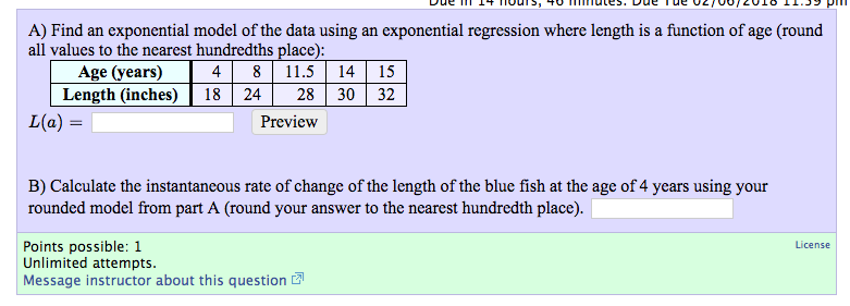 Solved A) Find an exponential model of the data using an | Chegg.com