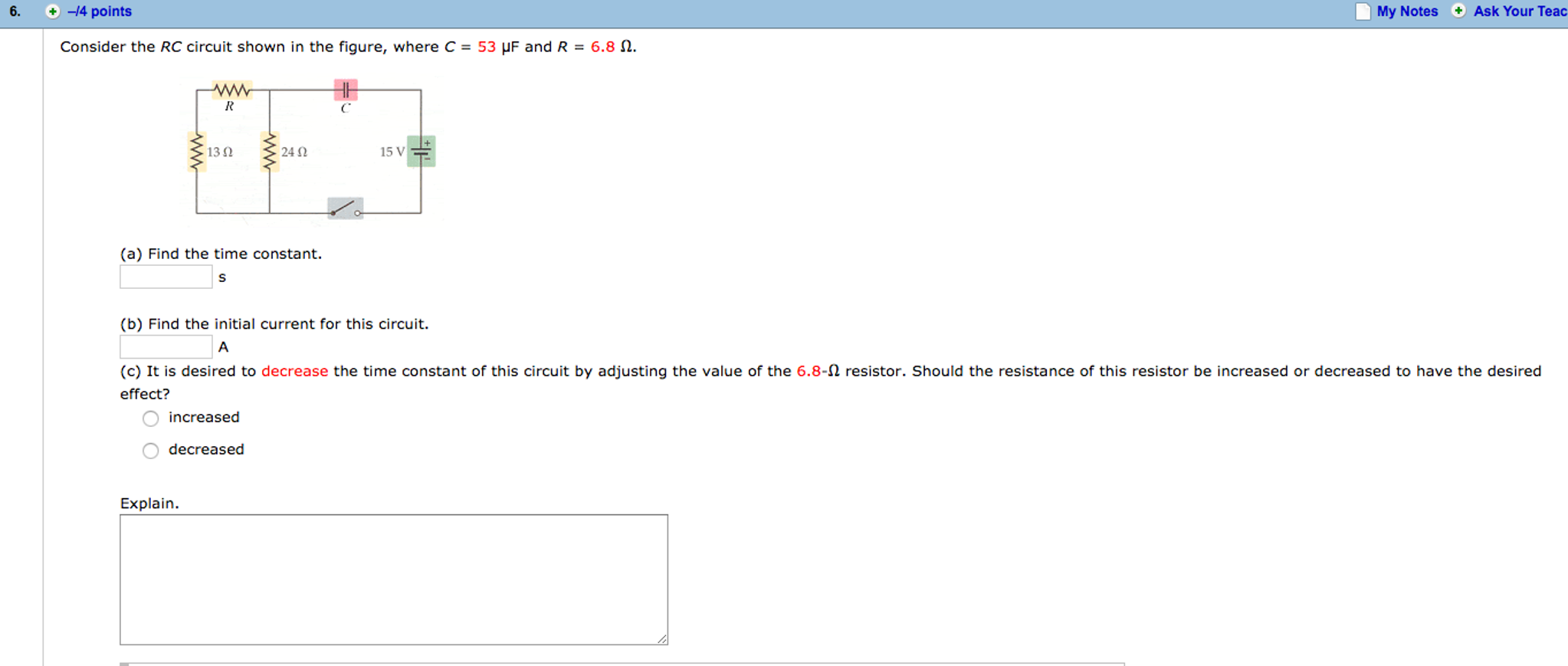 Solved Consider The Rc Circuit Shown In The Figure Where C 