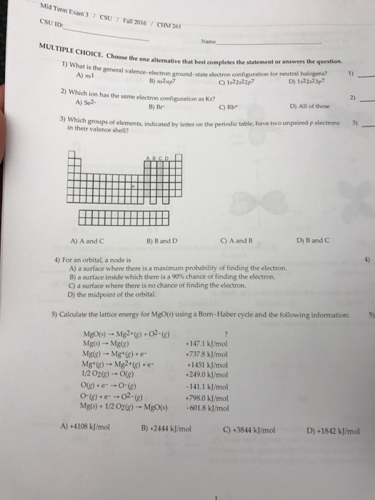 Solved What is the general valence-electron ground-state | Chegg.com