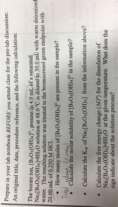 Solved Prepare in your lab notebook BEFORE you attend class | Chegg.com