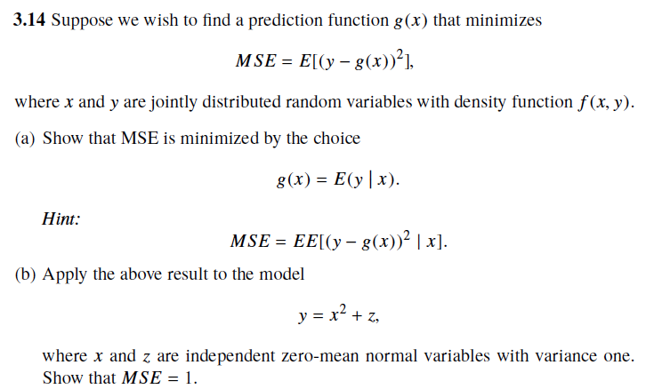 Solved Suppose we wish to find a prediction function g(x) | Chegg.com