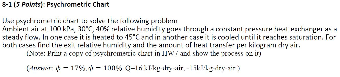 Use psychrometric chart to solve the following | Chegg.com