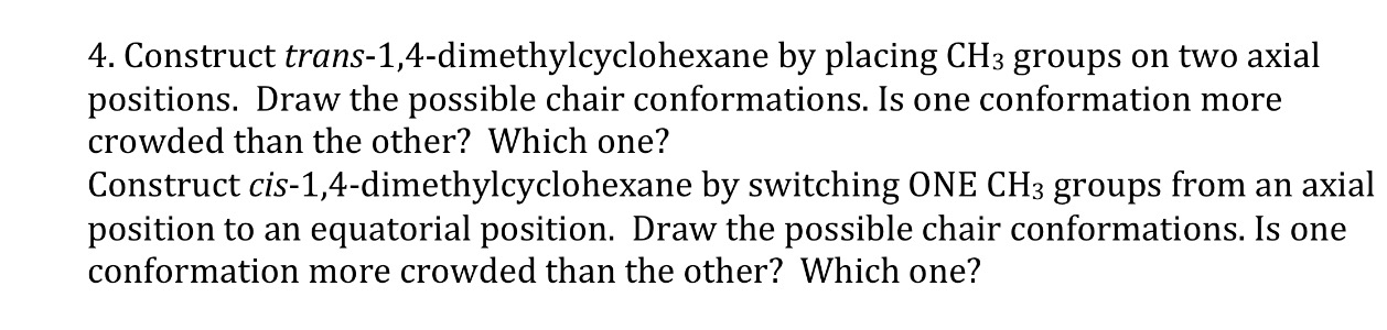Solved Construct trans- 1, 4-dimethylcyclohexane by placing | Chegg.com