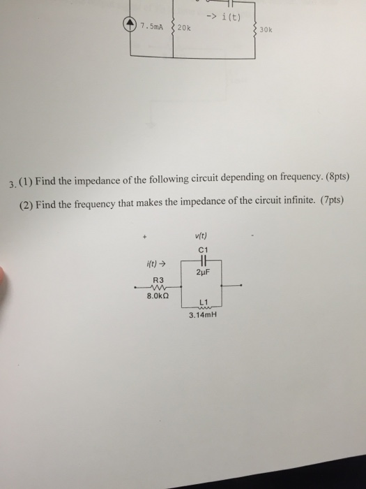 Solved Find the impedance of the following circuit depending | Chegg.com
