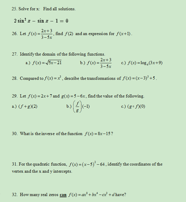 Solved 25. Solve for x: Find all solutions 2 sin2x - sin x - | Chegg.com
