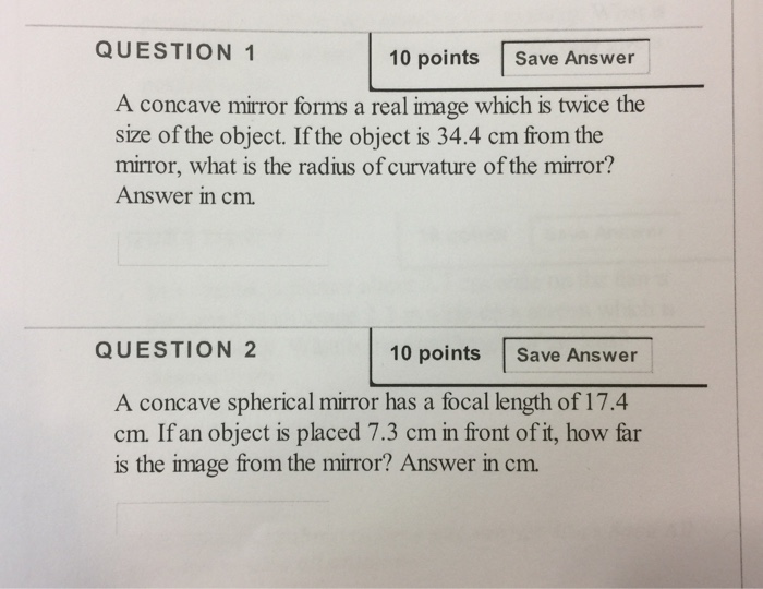Solved A concave mirror forms a real image which is twice | Chegg.com