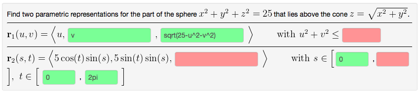 Solved Find two parametric representations for the part of | Chegg.com