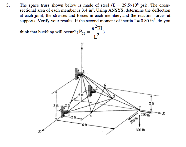 Solved The space truss shown below is made of steel (E = | Chegg.com