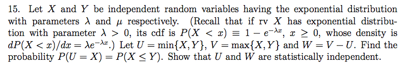 Solved 15. Let X and Y be independent random variables | Chegg.com