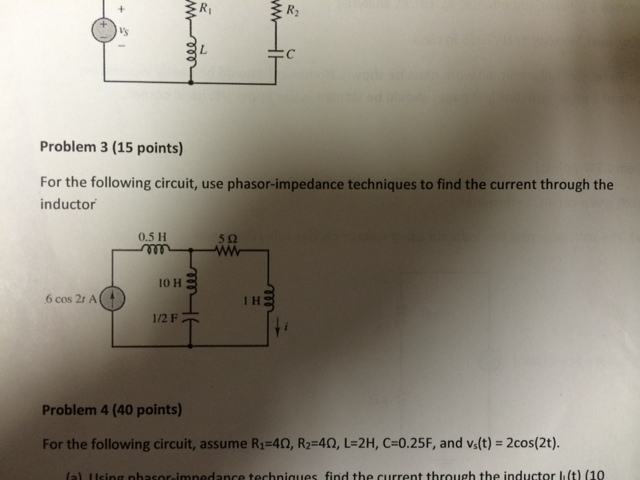 Solved For the following circuit, use phasor-impedance | Chegg.com