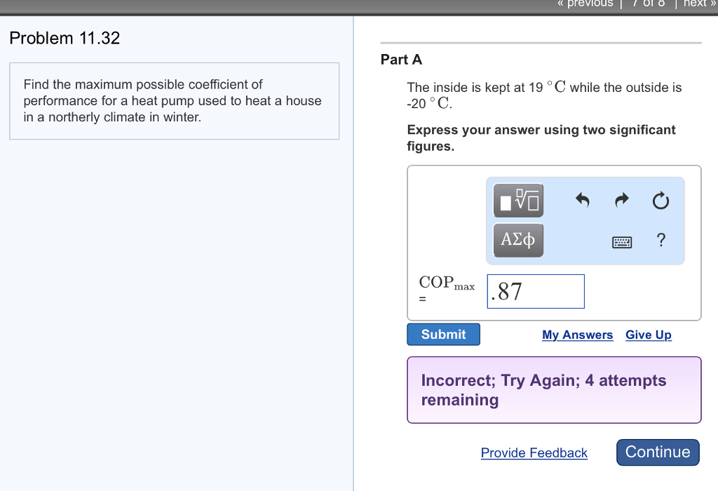 Solved Find the maximum possible coefficient of performance | Chegg.com