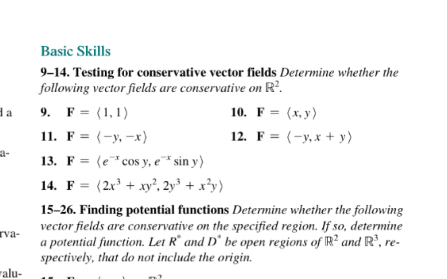 Solved Basic Skills 9-14. Testing for conservative vector | Chegg.com